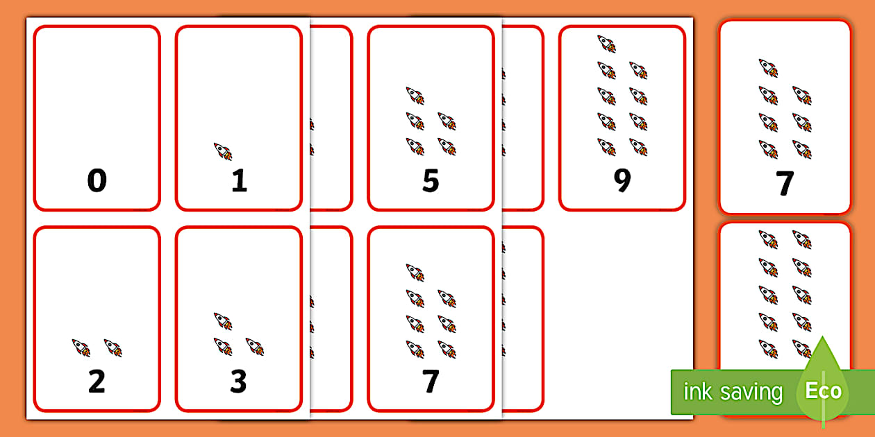 Space Rocket Numbers 0 - 10 Flashcards - Twinkl