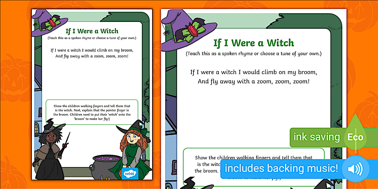 Spooky Halloween rhyme - If I were a witch (teacher made)
