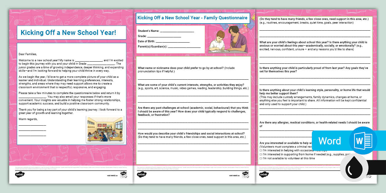 Back to School - Letter to Parents (Junior 4-6) - Twinkl