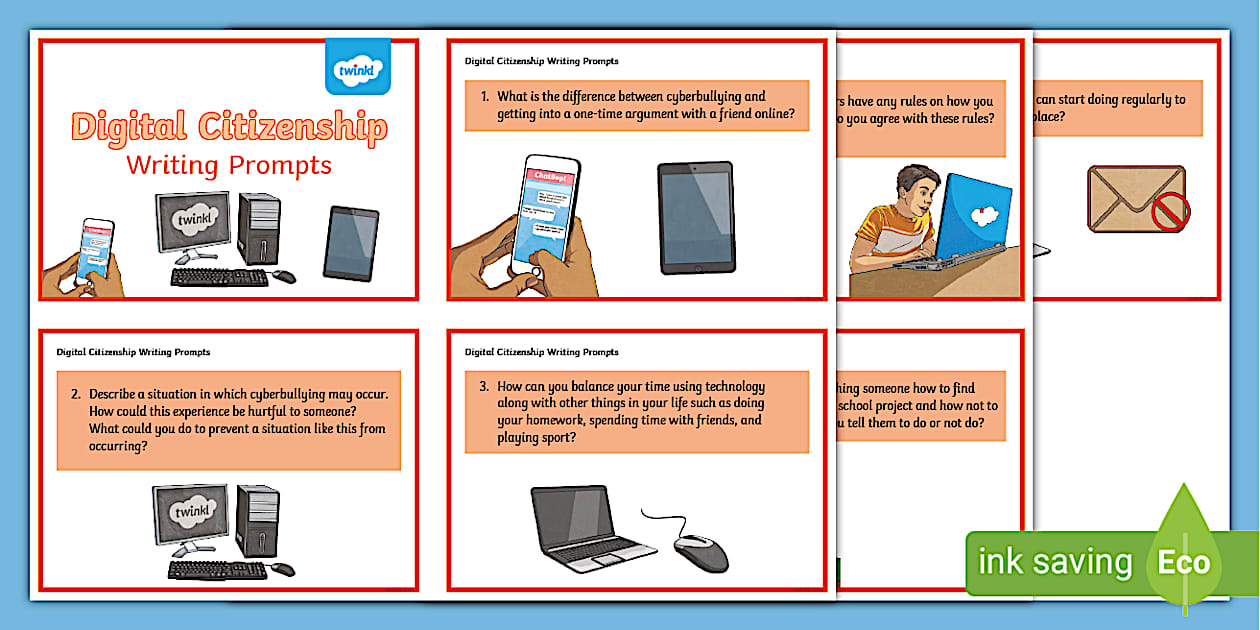 Digital Citizenship NZ Writing Prompt Cards (teacher made)