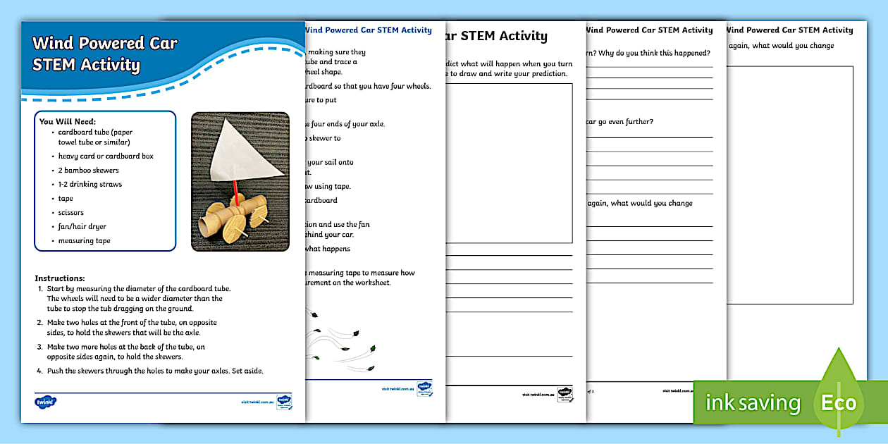 Wind Powered Car STEM Activity | F-2 Materials and Force