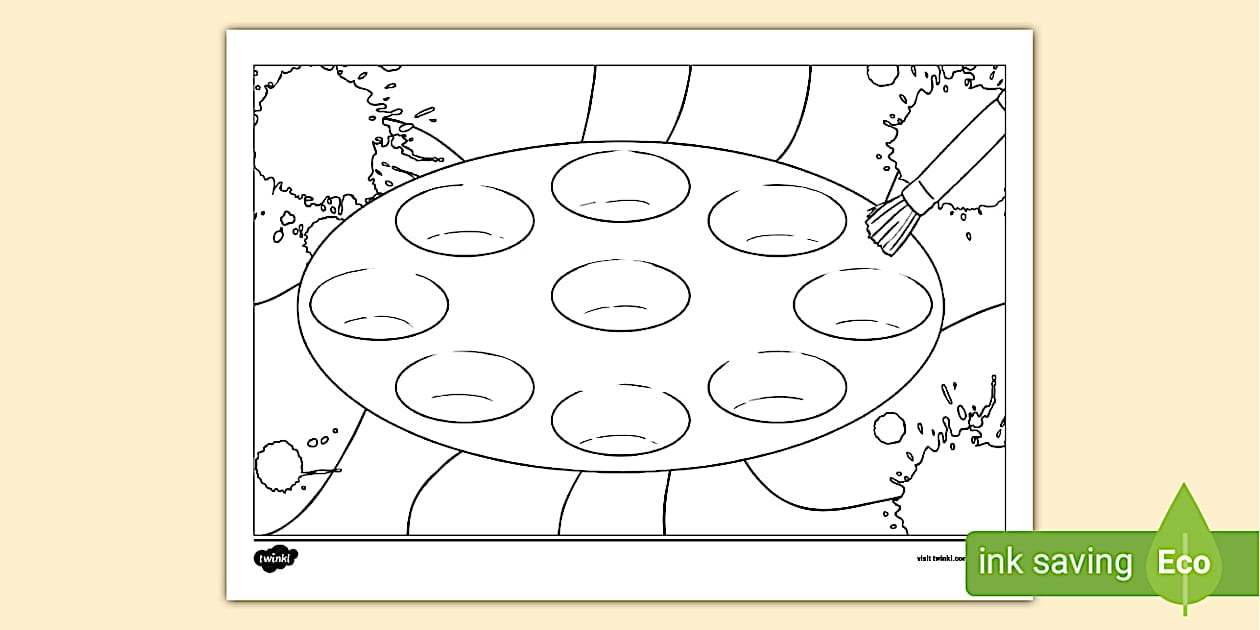 Paint Palette Colouring Page, Palette, Colouring - Twinkl