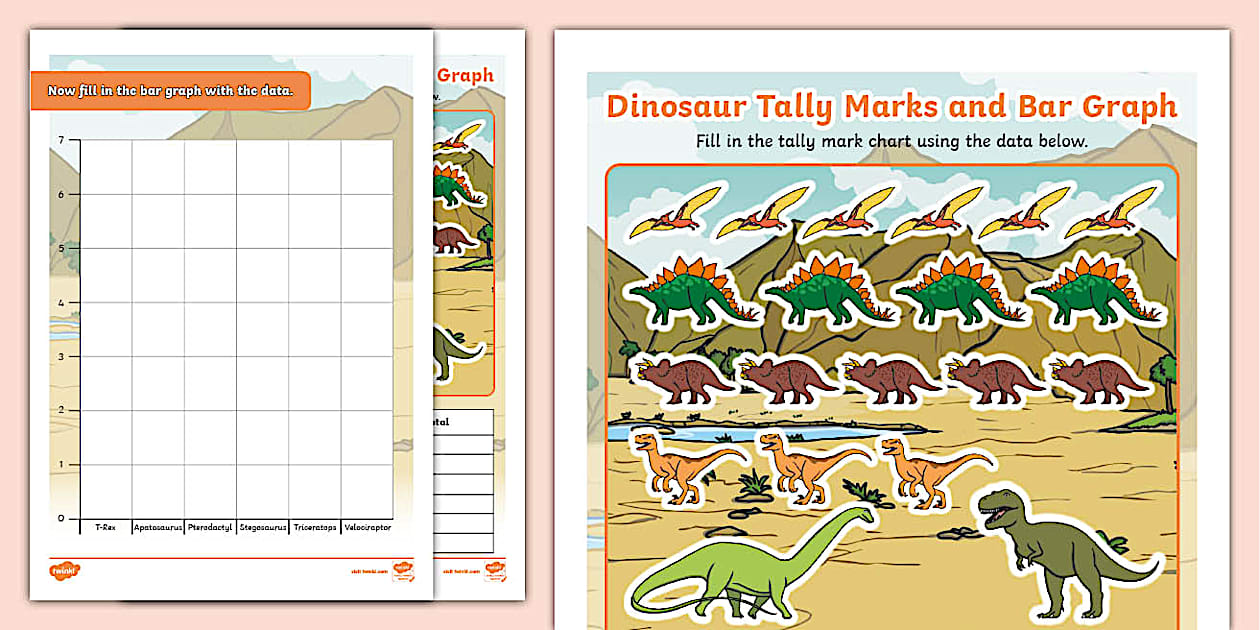 Dinosaur Tally and Bar Chart Activity Sheet (teacher made)