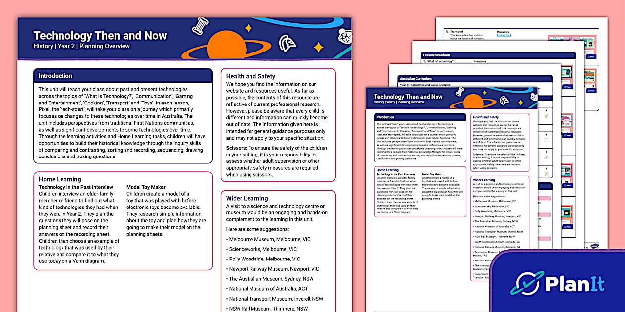 FREE! - Year 2 HASS History Technology Then and Now Unit Overview