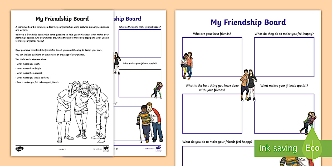My Friendship Board Worksheet (Teacher-Made) - Twinkl