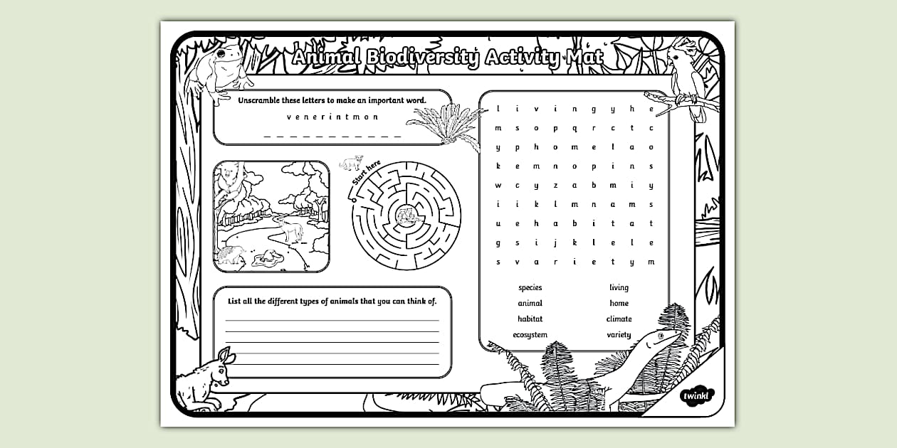 Animal Biodiversity Activity Mat F-2