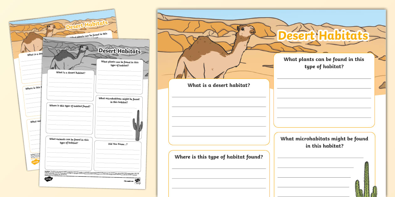 KS1 Desert Habitat Fact File Template (creat de profesori)