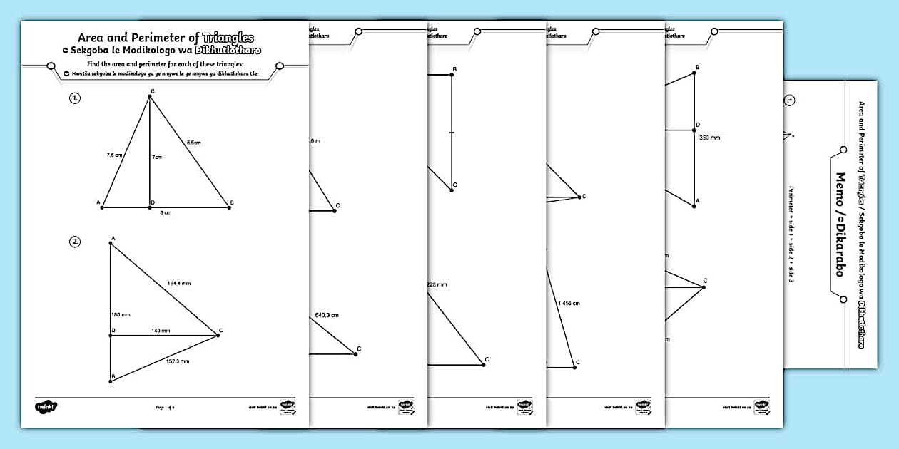 Area and Perimeter of Triangles: Activity Sheet- Sepedi