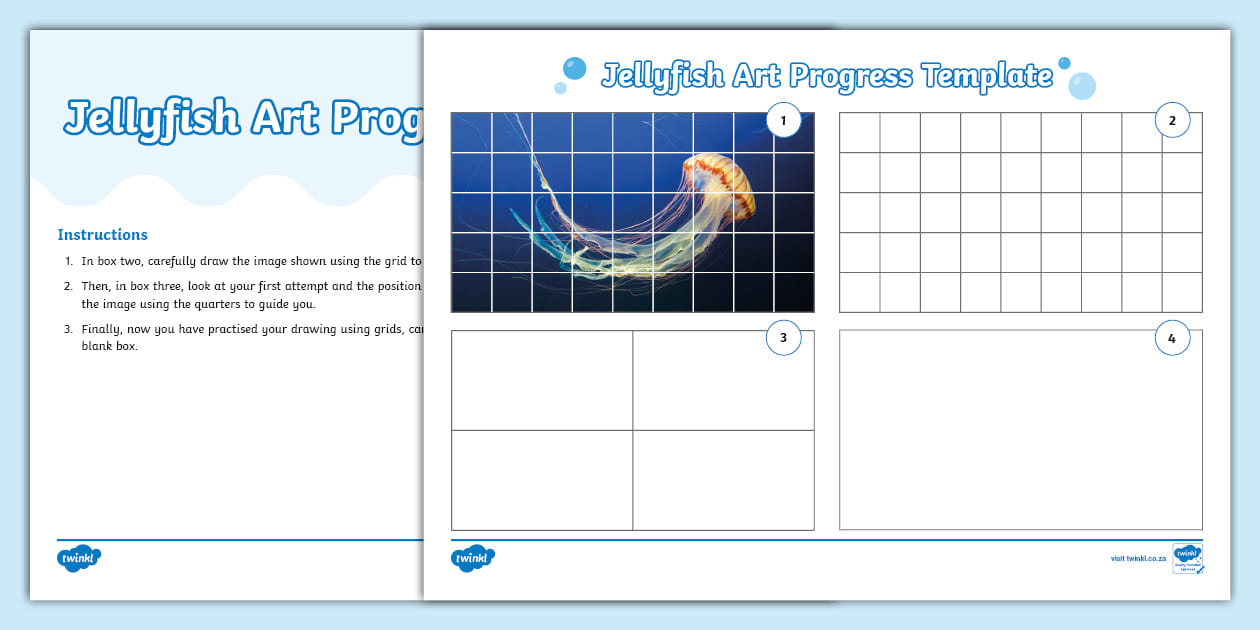 Jellyfish Art Progress Template (teacher made) - Twinkl