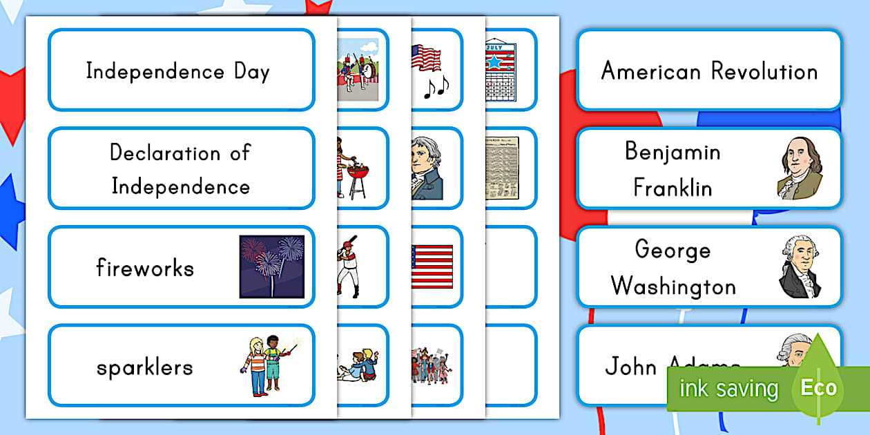 Independence Day Words Cards for Kindergarten | Twinkl USA