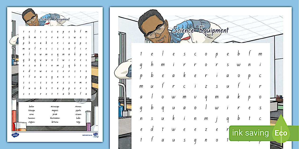 Science Equipment Word Search | Science Activity | Twinkl