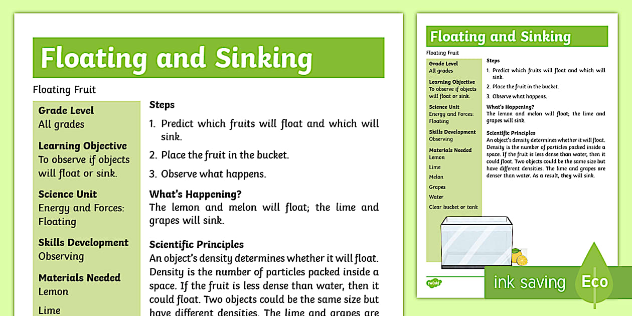 Floating Fruit Science Experiment (teacher made) - Twinkl