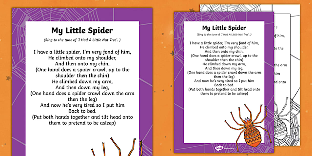 Black and White My Little Spider Finger Rhyme - Twinkl