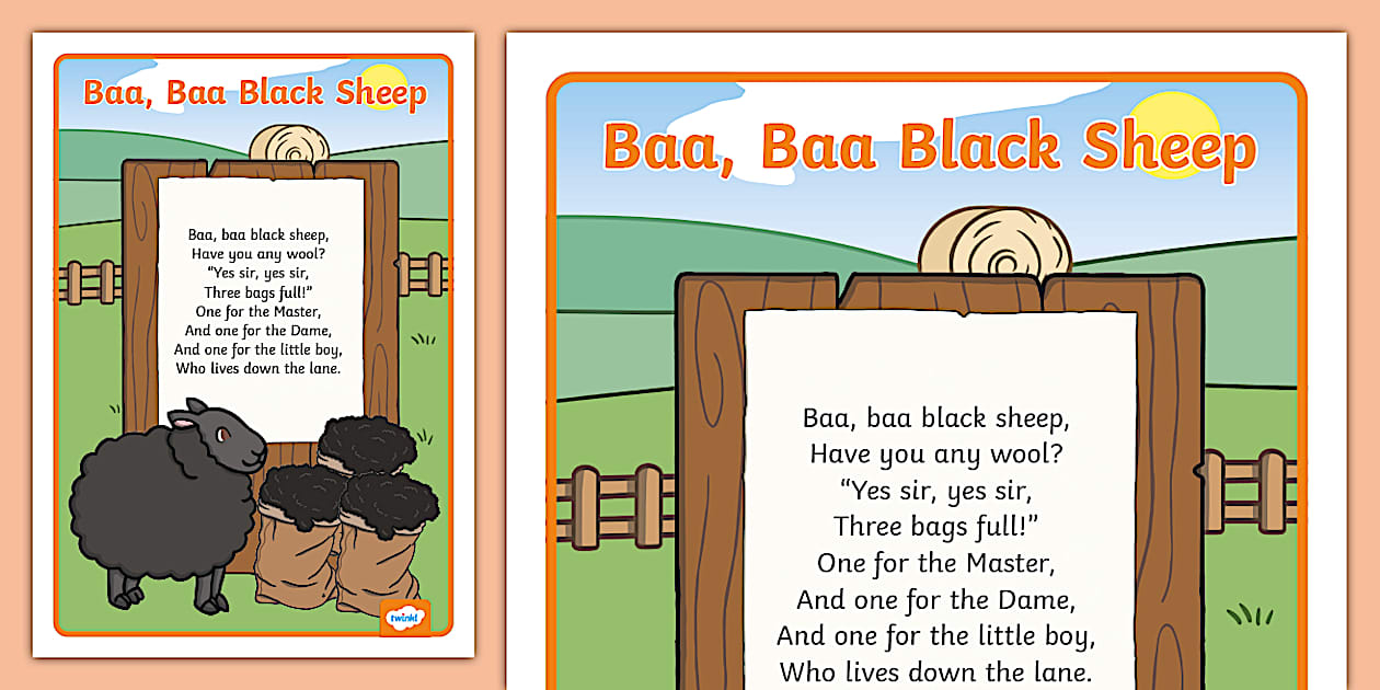 Precursive Baa, Baa Black Sheep Rhyme Display Poster