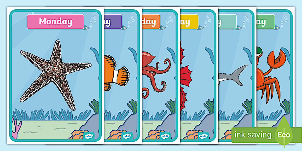Under the Sea Themed Days of the Week