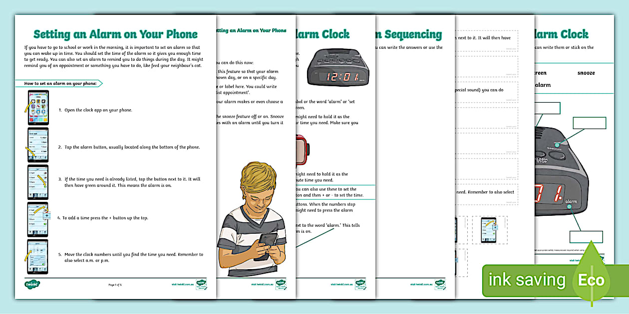 Setting an Alarm Information and Activity Sheets - Twinkl