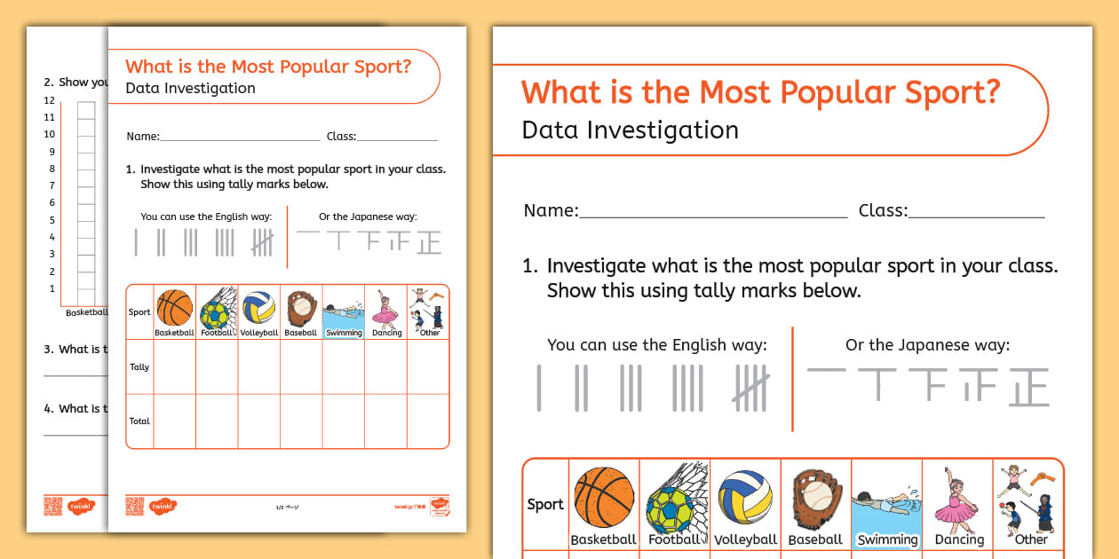 スポーツのデータ調べ学習英語ワークシートを活用した楽しい調べ学習 Popular Sports Data Investigation ...