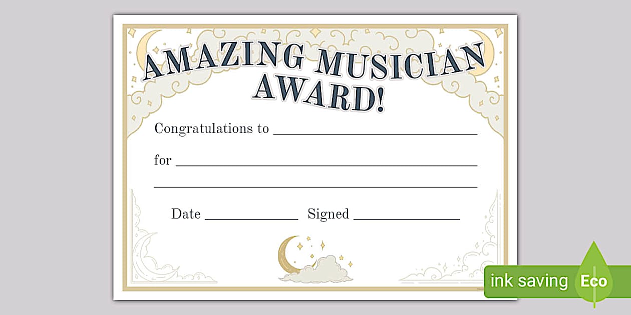 👉 Music Award Certificate (teacher made) - Twinkl
