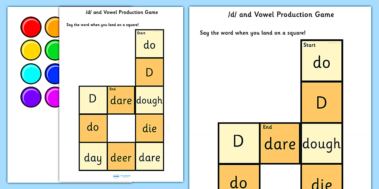 Black and White d and Vowel Production Game (teacher made)