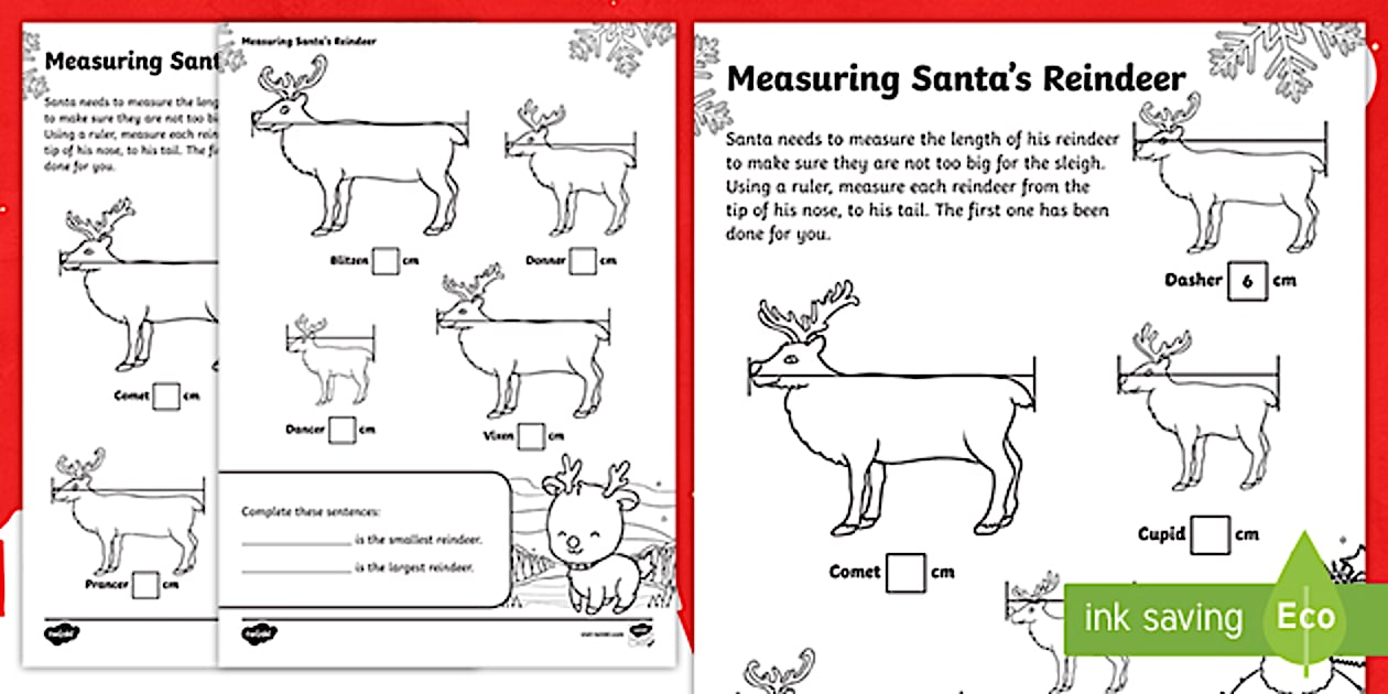 Editable Measuring Santa's Reindeer Activity (teacher made)