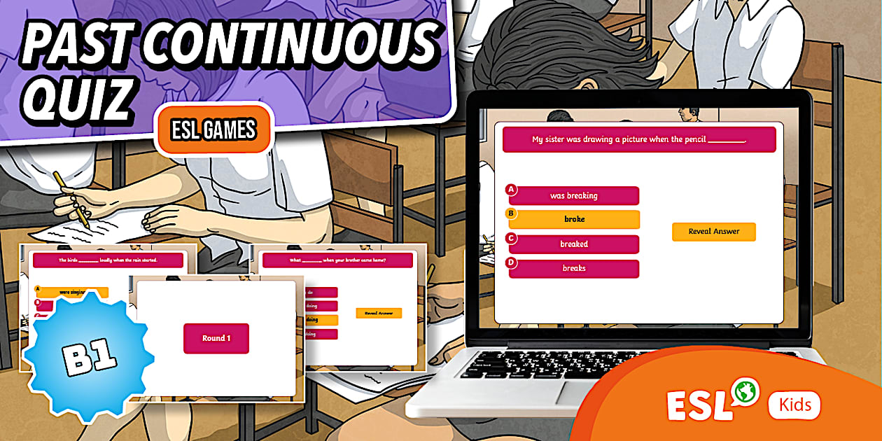 ESL Past Continuous Quiz [Kids, B1]