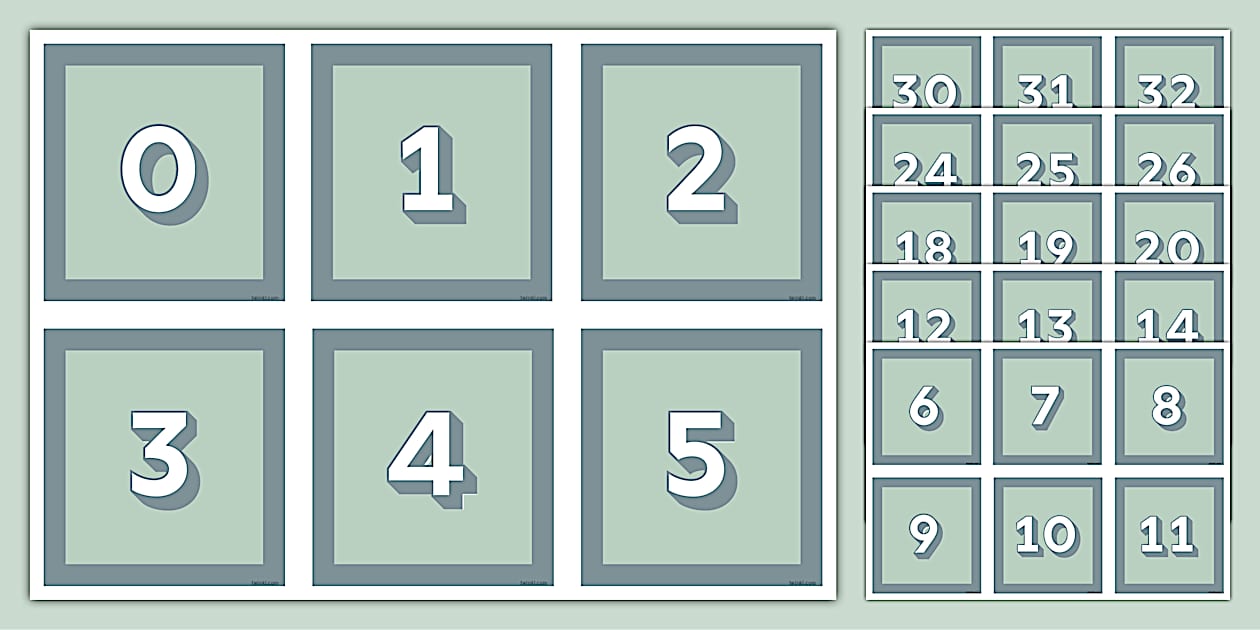 3D Effect Themed Square Number Cards (Teacher-Made) - Twinkl