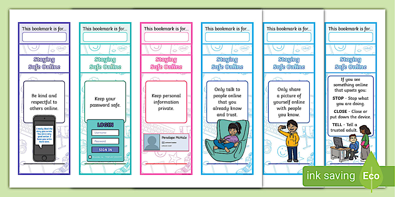 KS1 Online Safety Bookmarks (teacher made) - Twinkl