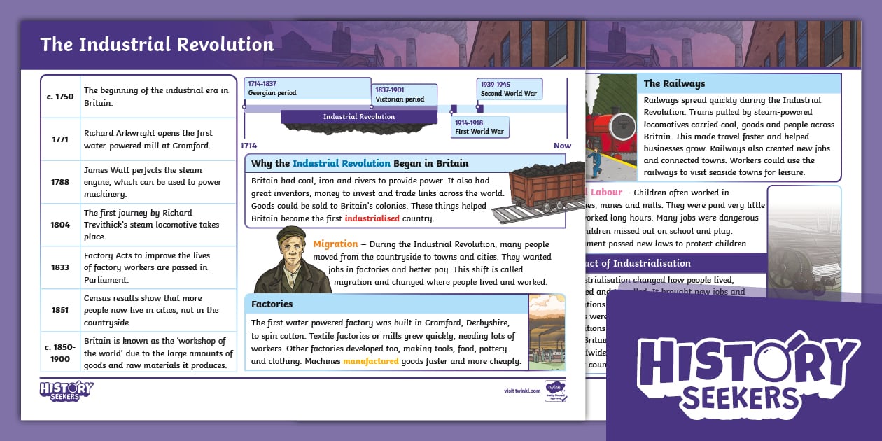 UKS2 History Seekers: Industrial Revolution Knowledge Organiser