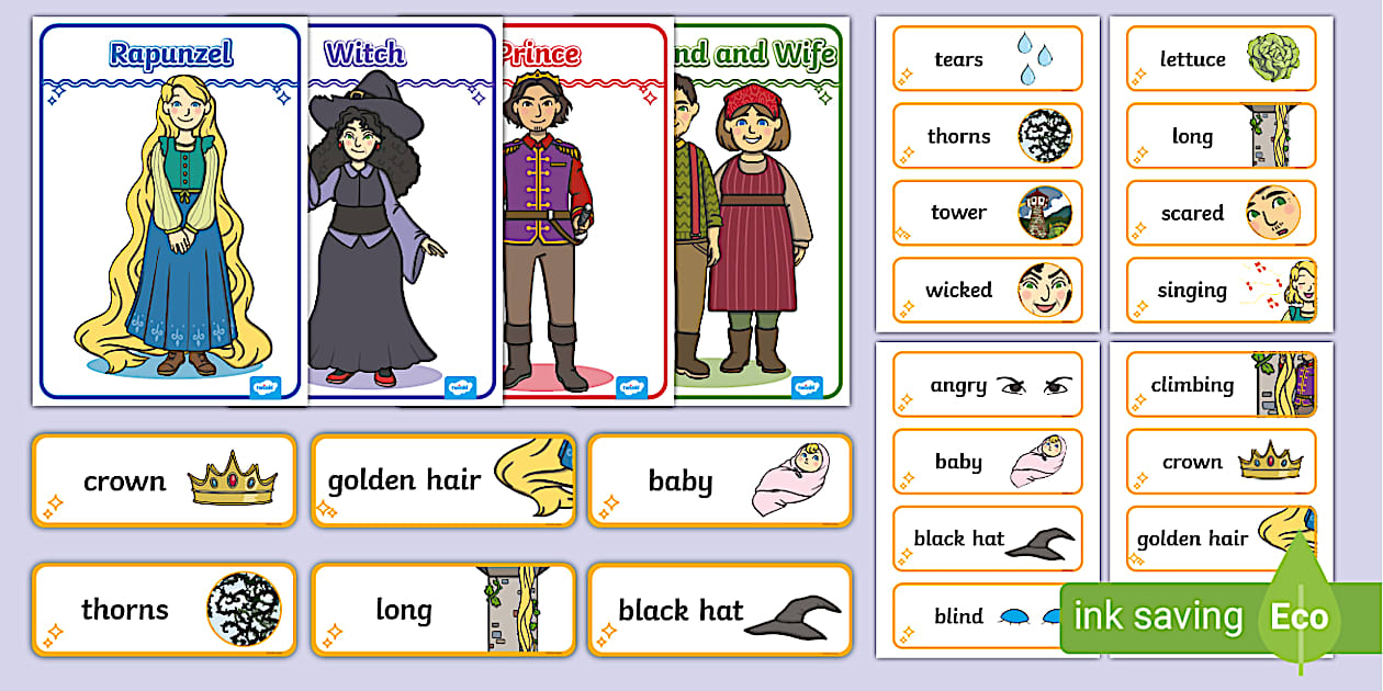 Rapunzel Character Describing Words Matching Activity