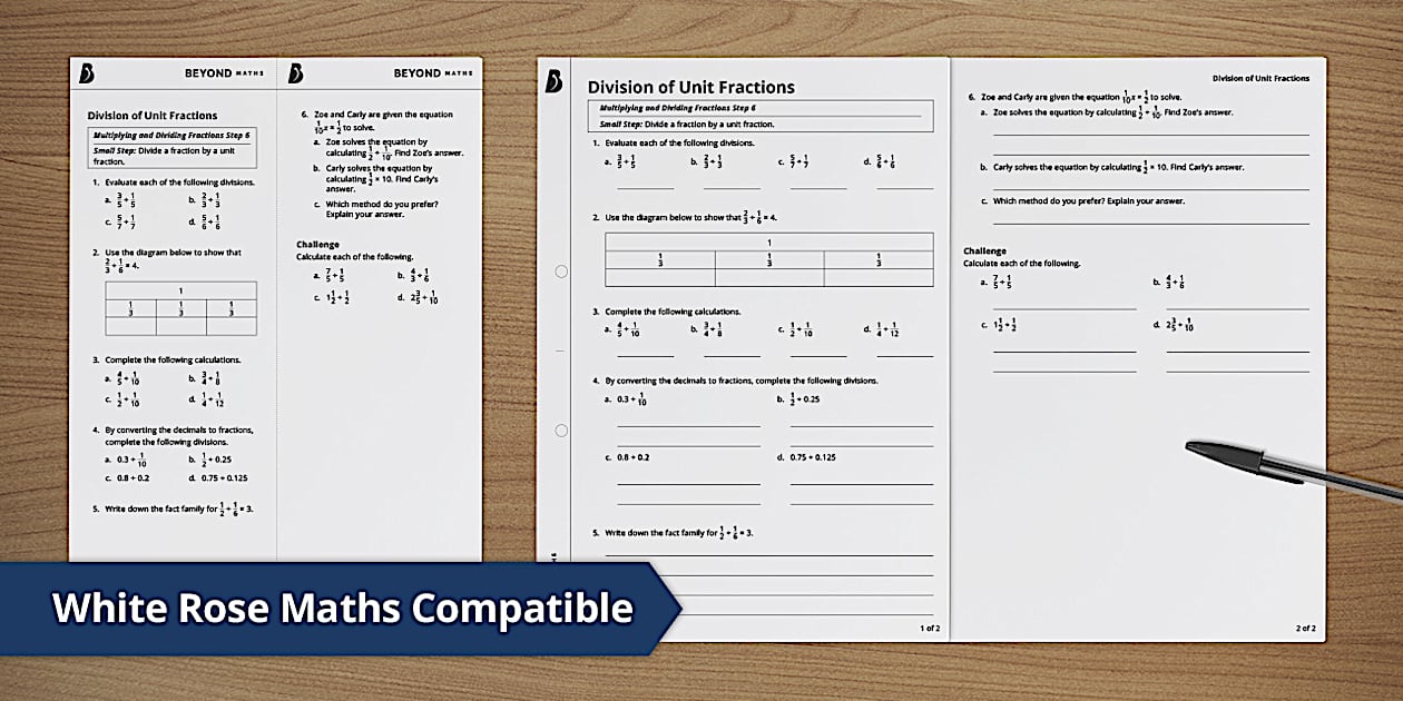 👉 Division of Unit Fractions (teacher made) - Twinkl
