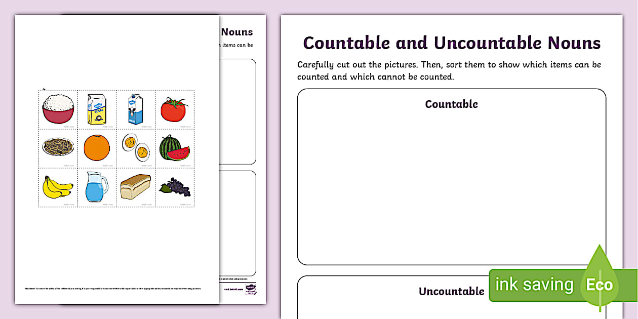 Countable and Uncountable Nouns Sorting Activity - Twinkl Countable and Uncountable Nouns Sorting Activity - Twinkl