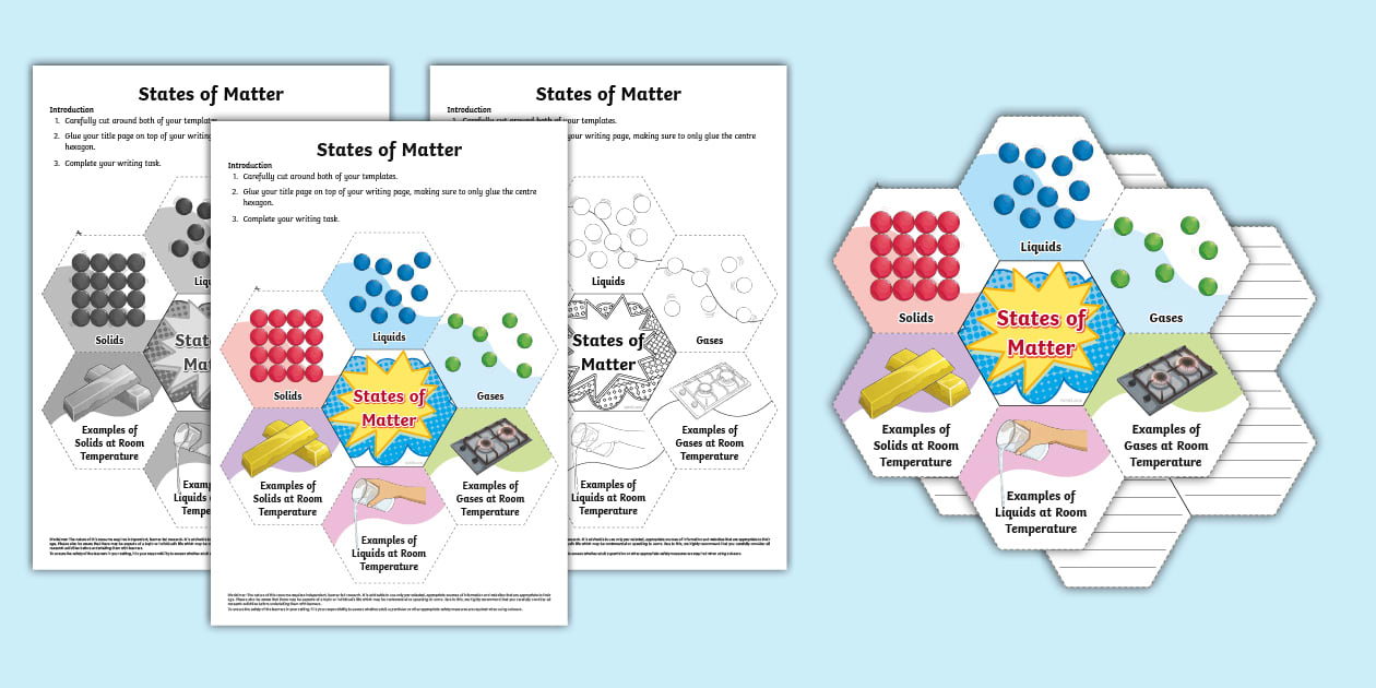 States of Matter Hexagon Writing Template (teacher made)