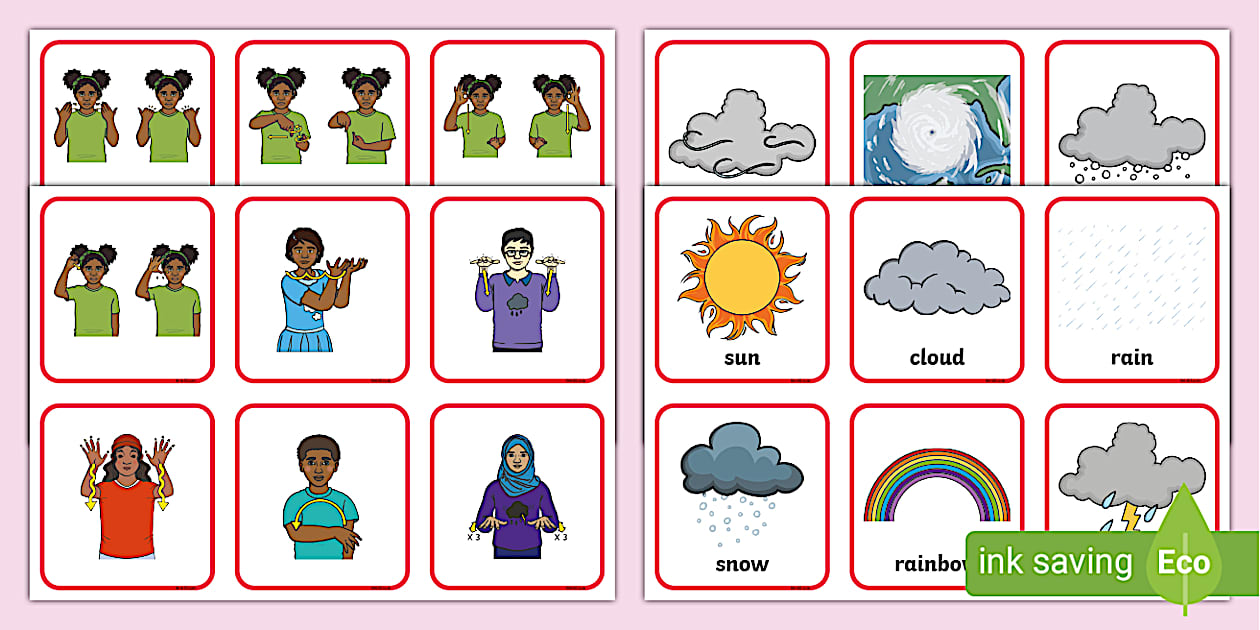 Auslan Weather Matching Cards