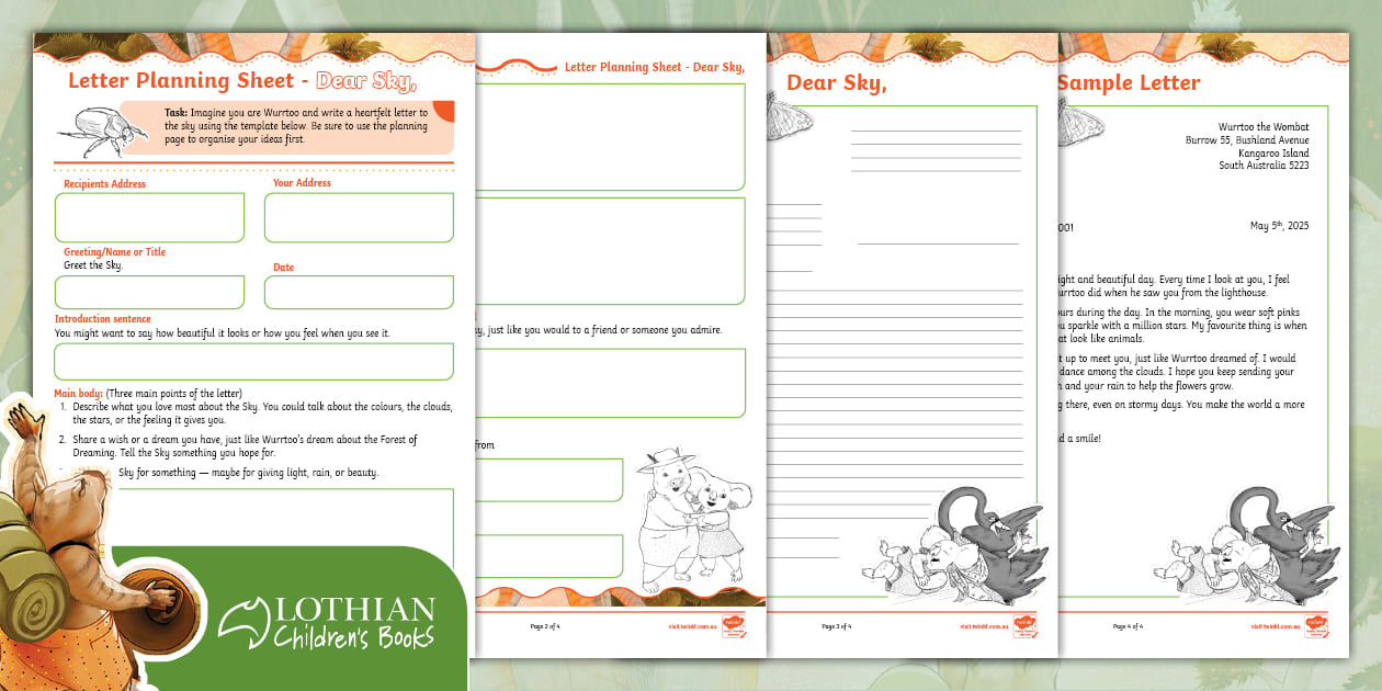 Wurrtoo Letter Template 'Dear Sky' - Writing Resources