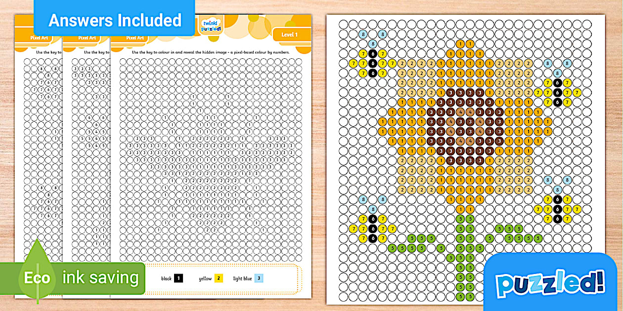 Bee Pixel Art | BeeColouring Puzzle Pack | Twinkl Puzzled