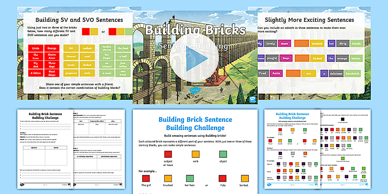 Building Brick Sentence Building Activity (teacher made)