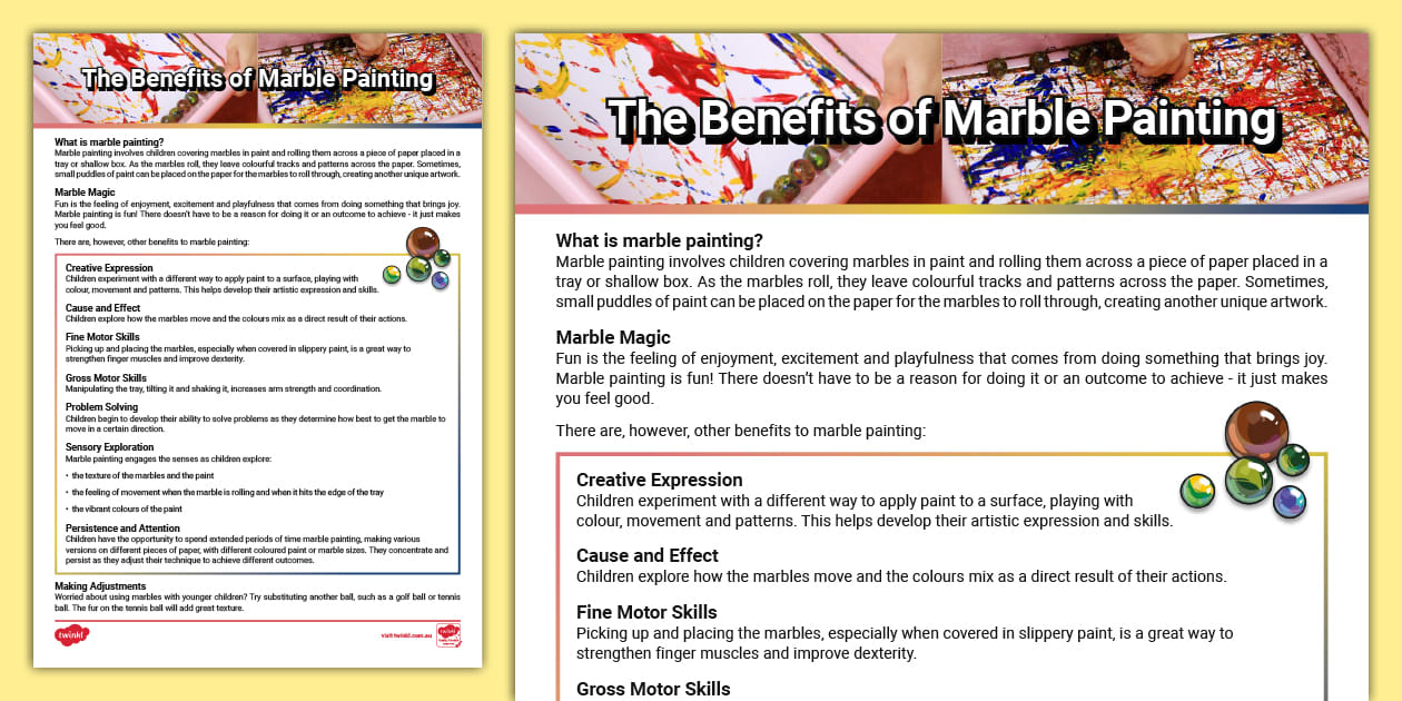 The Benefits of Marble Painting (Teacher-Made) - Twinkl