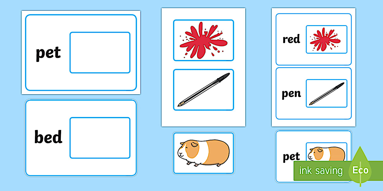 Workstation Pack: Picture to CVC (e) Word Matching Activity Pack