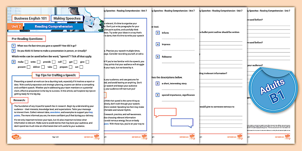 Making Presentations Reading Comprehension [Adults, B1]