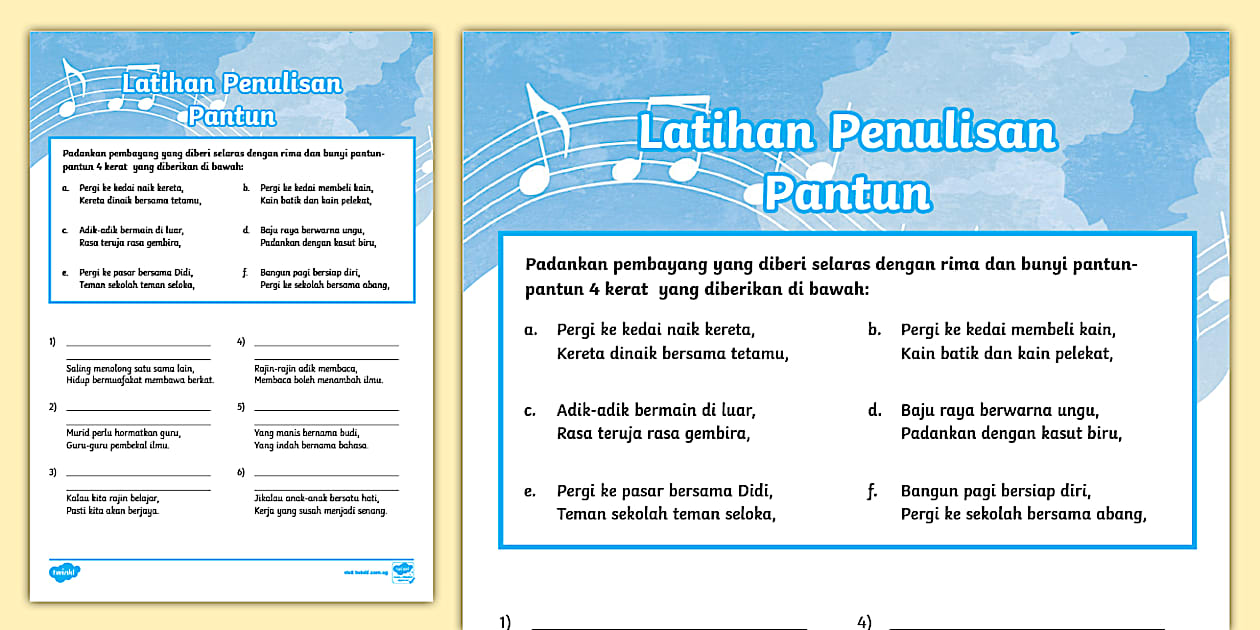 Pemahaman dan penulisan pantun (teacher made) - Twinkl