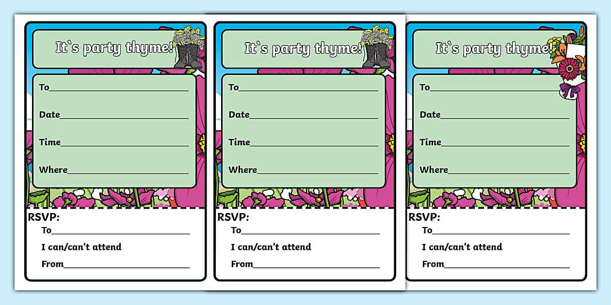 and Editable Kids' Floral Invitation Template - Twinkl