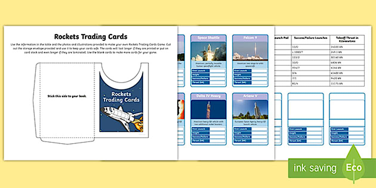 Rockets Trading Cards for 3rd-5th Grade (Teacher-Made)