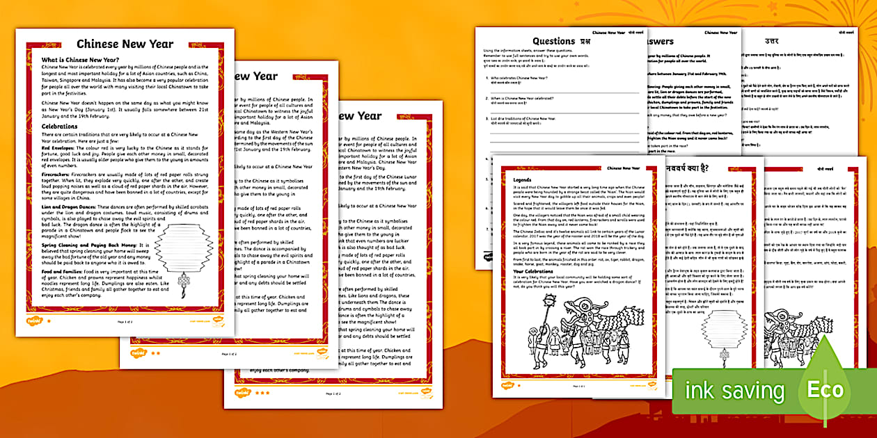 Lower Ability Chinese New Year Differentiated Reading Comprehension ...