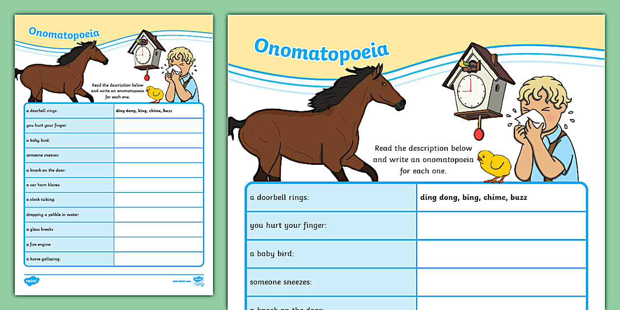 KS1 Onomatopoeia Worksheet (teacher made) - Twinkl