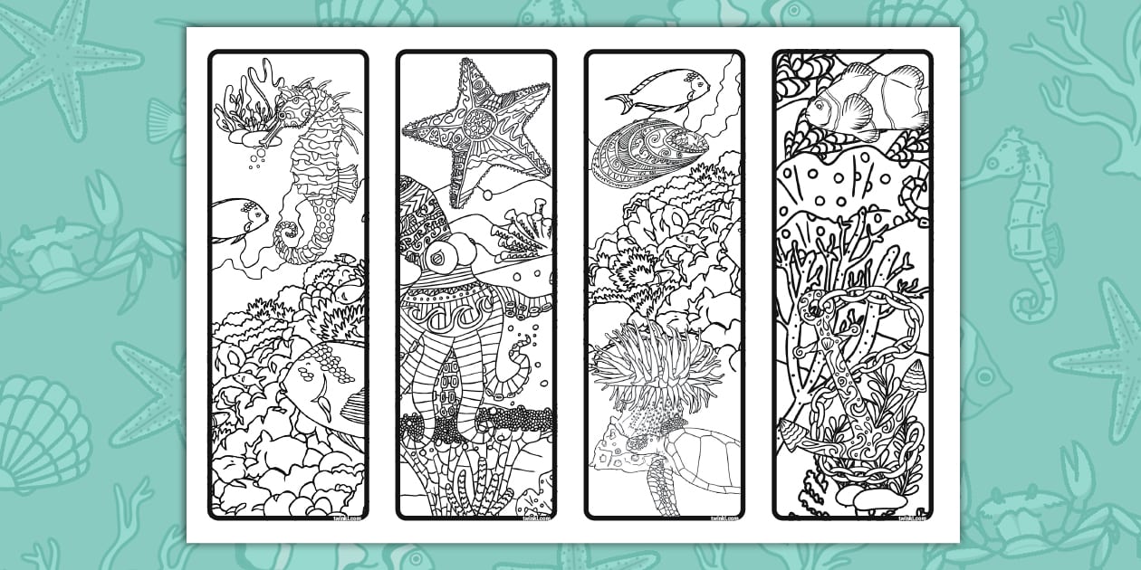 Coral Reef Colouring Bookmark (Teacher-Made) - Twinkl