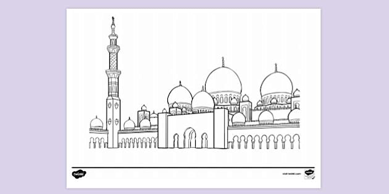 Sheikh Zayed Grand Mosque Colouring | Colouring Sheets