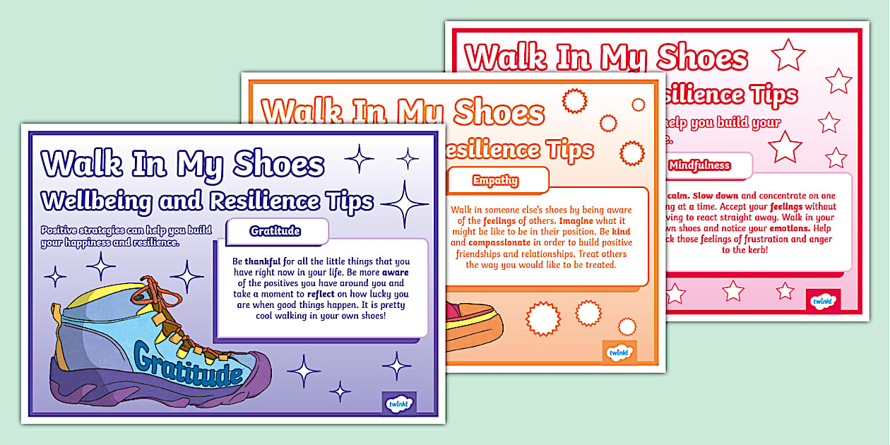 Walk In My Shoes Wellbeing Poster Set (teacher made)