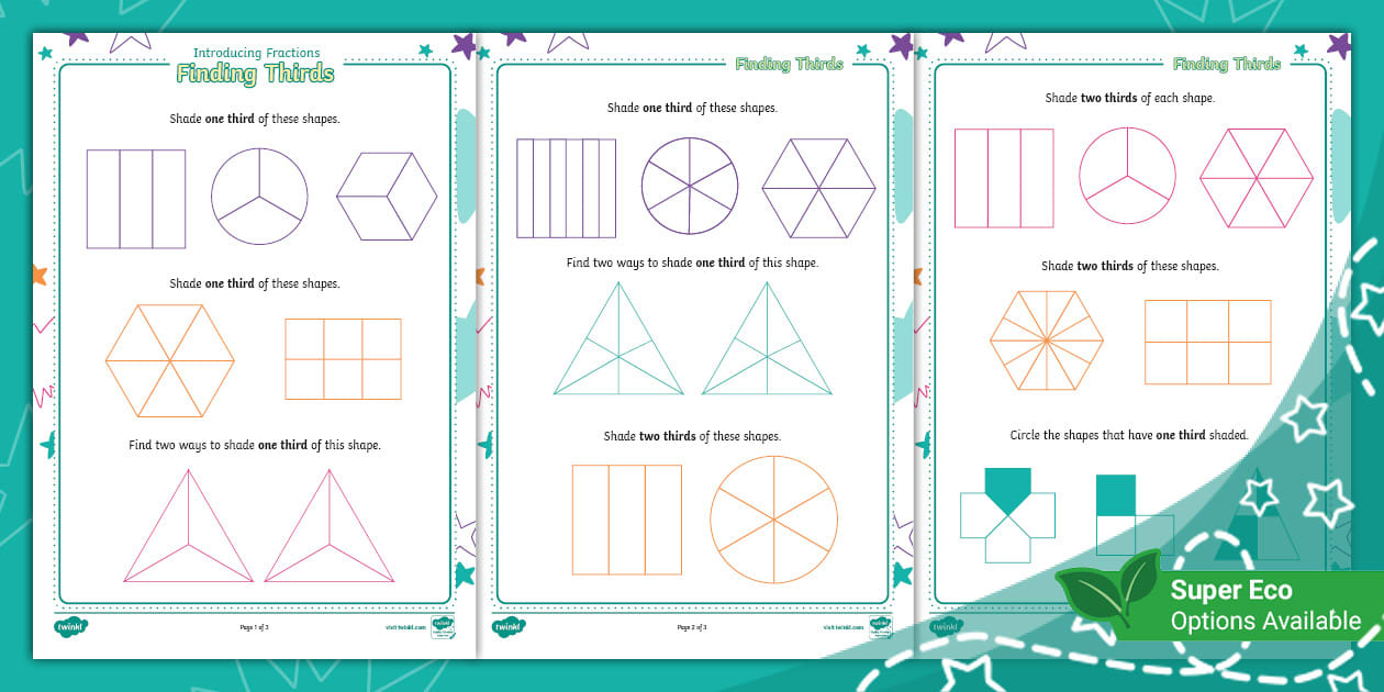 Introduction to Fractions - Finding Thirds (Teacher-Made)