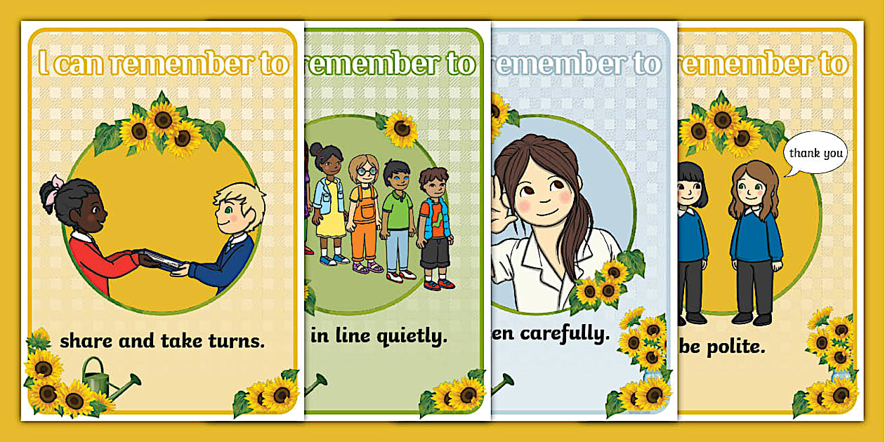 Sunflower Themed Good Manners Display Posters (teacher made)