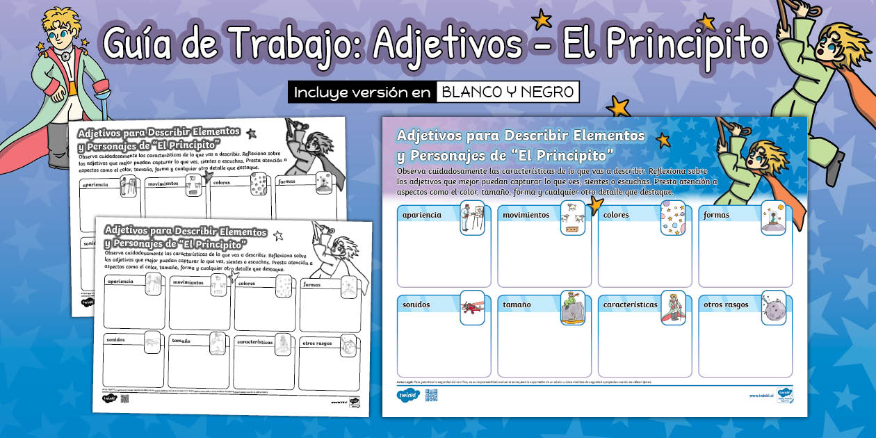 Guía de Trabajo: Adjetivos - El Principito - Twinkl